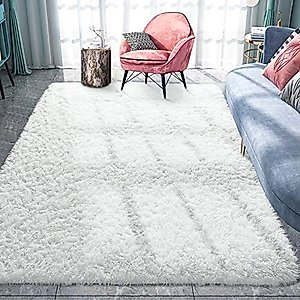 Pacapet Fluffy Area Rugs, Cream Shag Rug for Bedroom, Plush Furry Rugs for Living Room, Fuzzy Carpet for Kid's Room, Nursery, Home Decor, 4 x 6 Feet