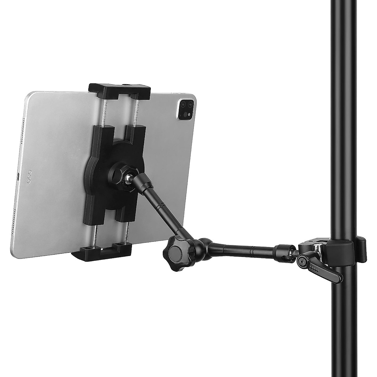 Mippko Tablet Holder for Microphone Stand and Mic Music Stand,Compatible with 4.7~12.9 inch iPad/Nexus/LG G Pads/e-Reader/iPhone,Multi Angle Adjustable 10 inch Long Aluminum Alloy Mount