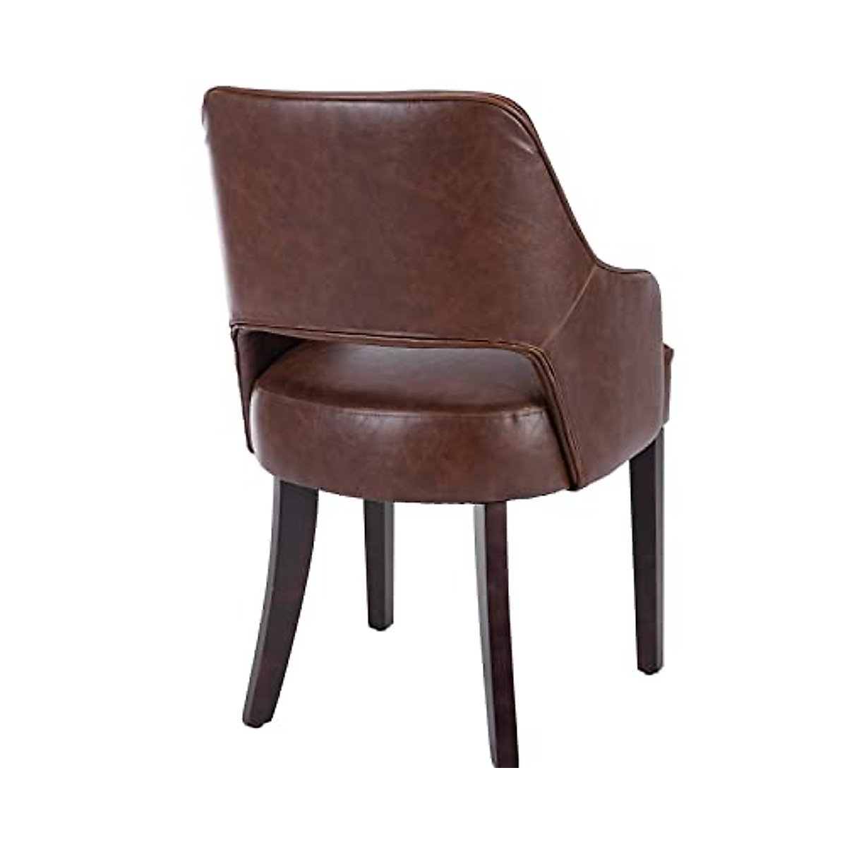 Kmax PU Leather Dining Chairs Set of 2 Upholstered Side Chairs Farmhouse Accent Chairs with Open Back Wood Legs for Dining Room Guest Room Restaurant, Brown
