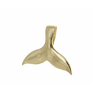 Arthur's Jewelry 14K Solid yellow gold high polish shiny Hawaiian whale tail slide pendant 18mm