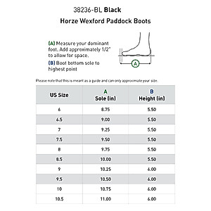 HORZE Wexford Women's Equestrian Synthetic Leather Zip-Up Schooling Paddock Boots - Black - 7