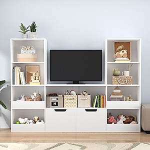 XINRONG 4 Tier Kids Bookshelf and Toy Storage, Castle Bookcase with Drawers, Reading Nook for Kids Toddler, Kids Toy Storage Organizer for Playroom, Nursery, Classroom, White