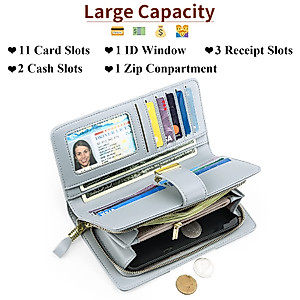 GOIACII Wristlet Women's Wallet Large Capacity Credit Card Holder for Women RFID Blocking