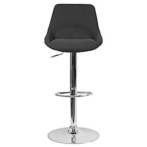 Flash Furniture Elijah Contemporary Black Fabric Adjustable Height Barstool with Chrome Base