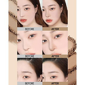 HOLIKA HOLIKA Tone Tuning Shading Contour Palette with Double Ended Contour Brush 01 Cool Grown – Contouring Pressed Powder Korean Cosmetics with Optimal Ratio 3 Colors for Flawless, Long-Lasting Makeup