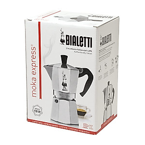Bialetti - Moka Espress: Iconic Stovetop Espresso Maker, Makes Real Italian Coffee, Moka Pot 6 Cups (6 Oz), Aluminium, Silver