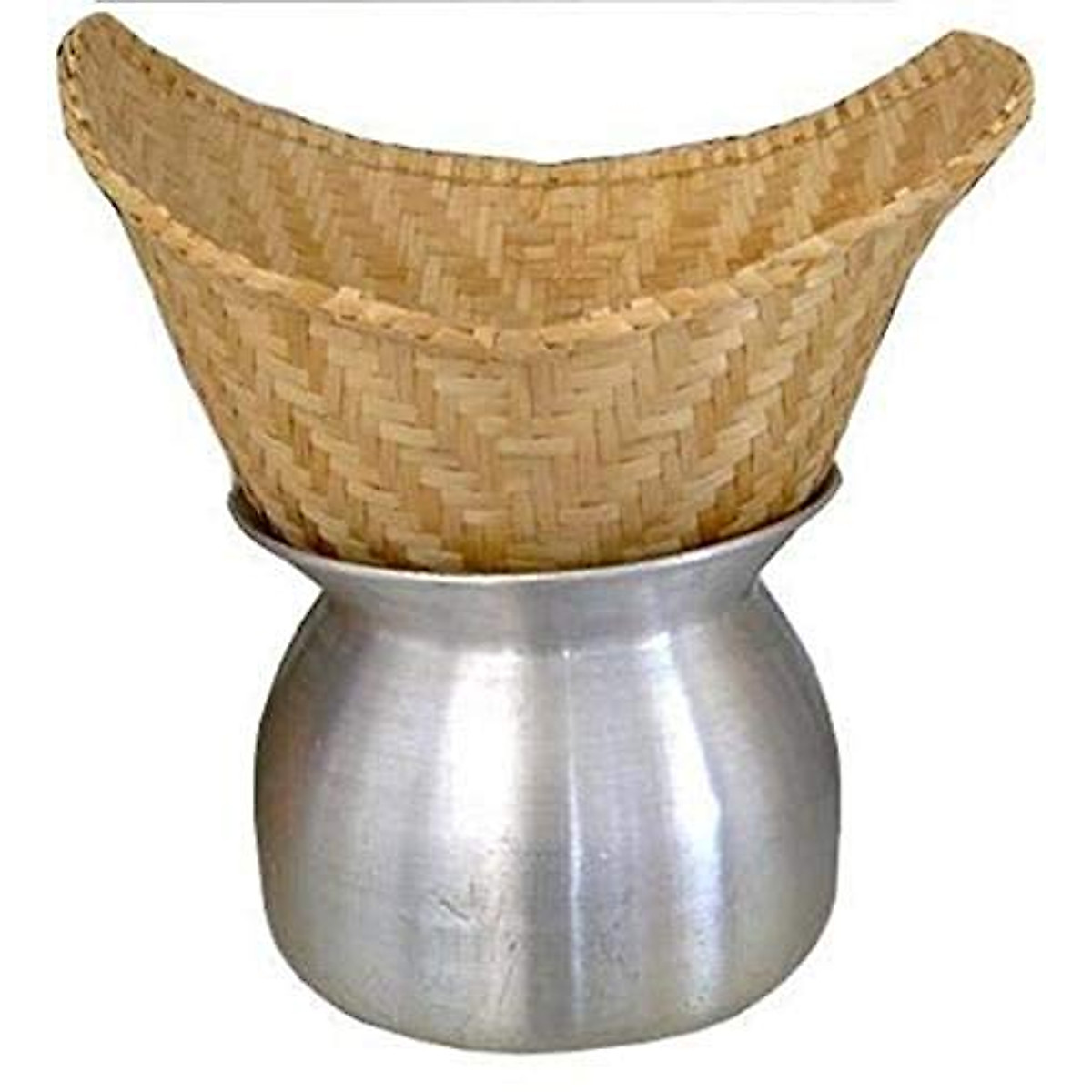 YANEE Sticky rice pot set cooker original classic style also the method that is still in use in Thailand 1 set consist of Aluminum pot size 9 x 9 inch and Bamboo basket size 13 x 17.inch