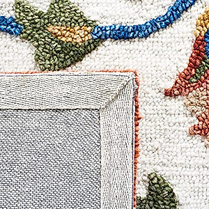 SAFAVIEH Blossom Collection 6' Square Ivory/Green BLM562A Handmade Floral Premium Wool Living Room Dining Bedroom Area Rug