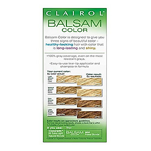 Clairol Balsam Permanent Hair Dye, 600 Palest Blonde Hair Color, 3 Count