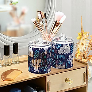 WELLDAY Apothecary Jars Bathroom Storage Organizer with Lid - 14 oz Qtip Holder Storage Canister, Koala Bears Clear Plastic Jar for Cotton Swab, Cotton Ball, Floss Picks, Makeup Sponges,Hair Clips (2