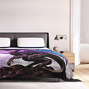 JASMODER Purple Dragon Throw Blanket Warm Ultra-Soft Micro Fleece Blanket for Bed Couch Living Room