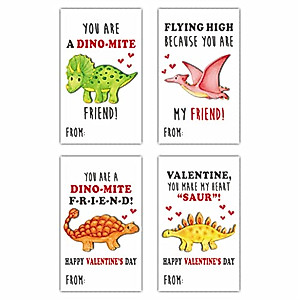 Valentine's Day Gift Tags Stickers, Dinosaur Theme Valentine Self Adhesive Stickers(40 Pack), Happy Valentine's Day Gift Wrapping Labels Decorations and Supplies for Boys Girls(QRJBGJ-002)