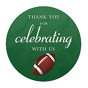 MAGJUCHE Football Thank You Baby Shower or Birthday Party Stickers, Party Favor Sticker Labels, 2 Inch Round, 40-Pack