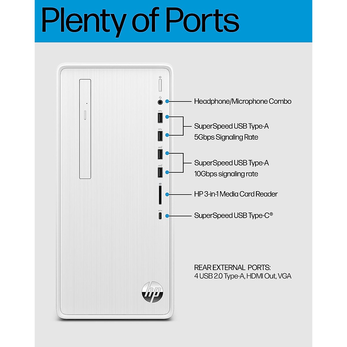 HP Pavilion TP01-3016 Home & Business Desktop, 12th Gen Intel® Core i5-12400, 12 GB DDR4 RAM, 512 GB SSD,Wi-Fi 6 + and Bluetooth® 5.2, Compact Tower Design, No Optical Drive, Windows 11 Professional
