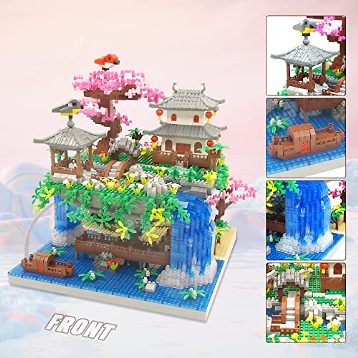 Beego Cherry Blossom Flowers Bonsai Tree Mini Building Kit Set Compatible with Lego, Chinese Architecture Building Blocks with Light, Japanese Sakura Tree House Gift for Adults and Kids(3320PCS)