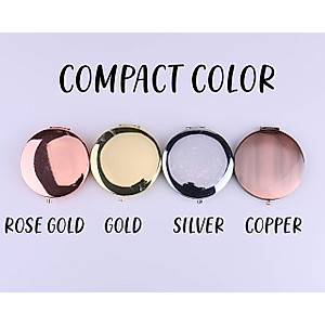 wadbeev Personalized Compact Mirror Bridesmaid Gift, Any Logo Image, Wedding Favors Watercolor Flower Gift for her