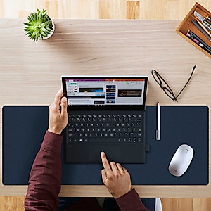 Desk Mat Large protector Pad - Multifunctional Dual-sided Office Desk Pad,Smooth Surface Soft Mouse Pad,Waterproof Desk Mat for Desktop, Pu Leather Desk Cover for Office/Home(Dark Blue, 31.5" x 15.7")