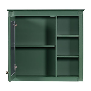 Royard Oaktree Bathroom Wall Mirror Cabinet, Modern Medicine Cabinet with Single Door and Adjustable Shelf, Over The Toilet Space Saver Storage Cabinet with 3 Open Shelves, Green