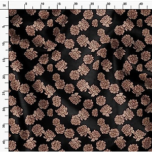 Soimoi Floral Print, Cotton Cambric, Quilting Fabric Sold by The Yard 42 Inch Wide, Medium Weight Cotton Fabric, Sewing Supplies,Black & Brown