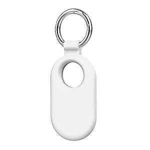 Silicone Case Compatible with Samsung Galaxy SmartTag 2, Anti-Scratch Silicone Protective Skin Cover for SmartTag 2 (2023) with Keychain (White)