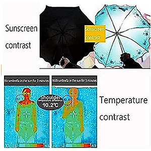 zmgmsmh Travel Foldable compact Umbrellas Sun rain Umbrellas parasol with Met Water blomssom blooming material (Blue)