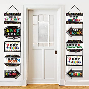 Happy Retirement Party Supplies, 10 Pieces Happy Retirement Hanging Decorations Retirement Theme Party Banner Retired Yard Sign Retired Banner Special Retirement Hanging Cards Decorating Kit