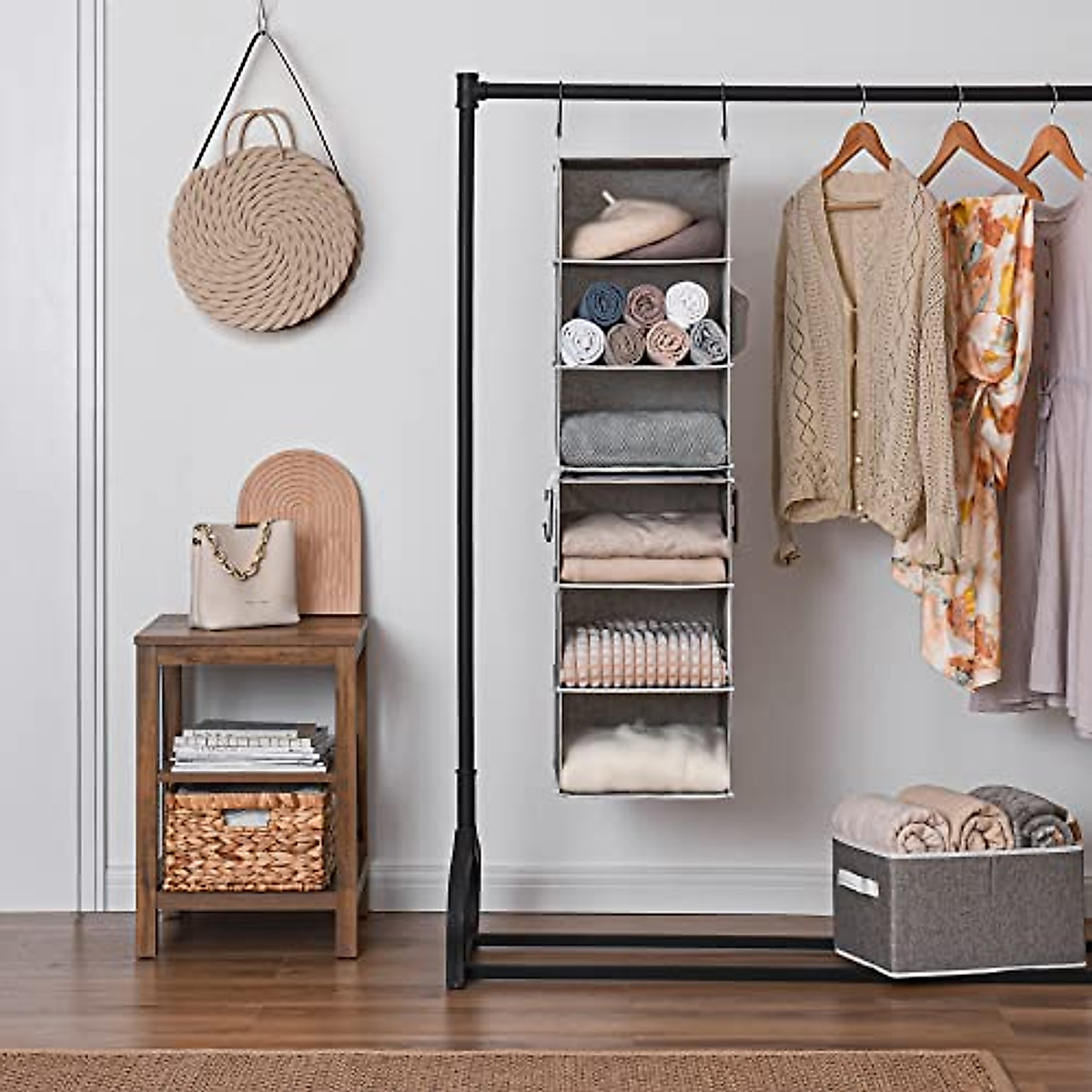 StorageWorks 6-Shelf Hanging Closet Organizers, 3-Pack Large Closet Organizers with Handles