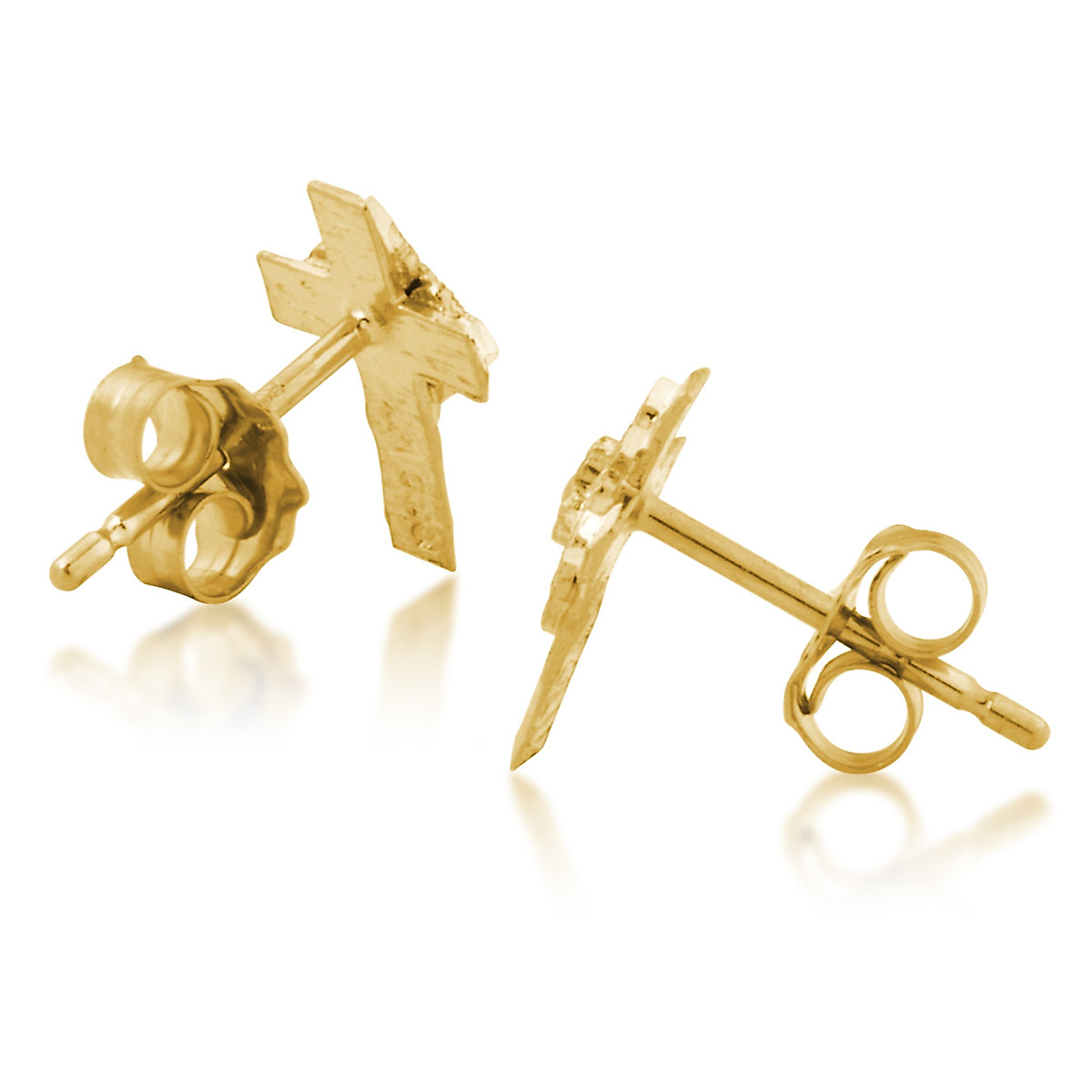 Beveled Edge Cross Earrings, 10k Yellow Gold, 12k Green and Rose Black Hills Gold