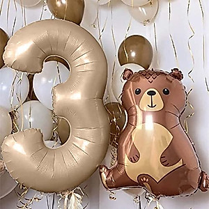 40" Neutral Number 2 Balloon for Boys Girls, Large Self Inflating Nude Helium Foil Number Balloons Set 0-9 for Women Men 2nd Birthday Graduation Anniversary Wedding Party Decorations Supplies