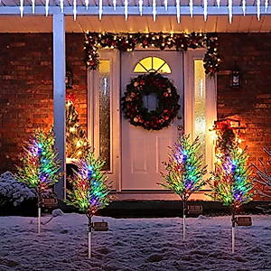 BESPORTBLE 2pcs Solar Garden Lights Tree Outdoor Solar Christmas Tree Lights Solar Xmas Decorative Multi-Color Flickering Pine Lights for Patio Lawn Pathway