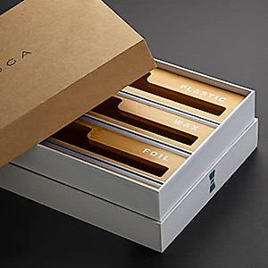 Bamboo Foil & Plastic Saran Wrap Dispenser with Cutter - Tin Foil Organizer for Drawer, Aluminum Foil Dispenser with Cutter, Plastic Wrap Organizer, Foil Paper, Aluminum Foil Organization and Storage