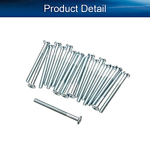 Yinpecly 20PCS M6x70mm Hex Socket Flat Head Screws Furniture Bolts Fastener Countersunk Connector Screws, Full Thread, Carbon Steel, Blue White Tone