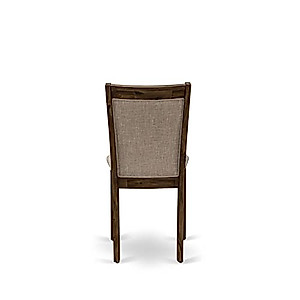 East West Furniture DLMZ5-AWN-04 5 Piece Kitchen Set for 4 Includes a Round Room Table with Dropleaf and 4 Light Tan Linen Fabric Parsons Dining Chairs, 42x42 Inch