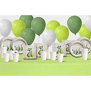 The Perfect Pair Shower Party Supplies - Perfect Pear Twin Baby Shower - Perfect Pear Bridal Shower - Tableware Set Includes Plates Napkins Cups - Kit for 16