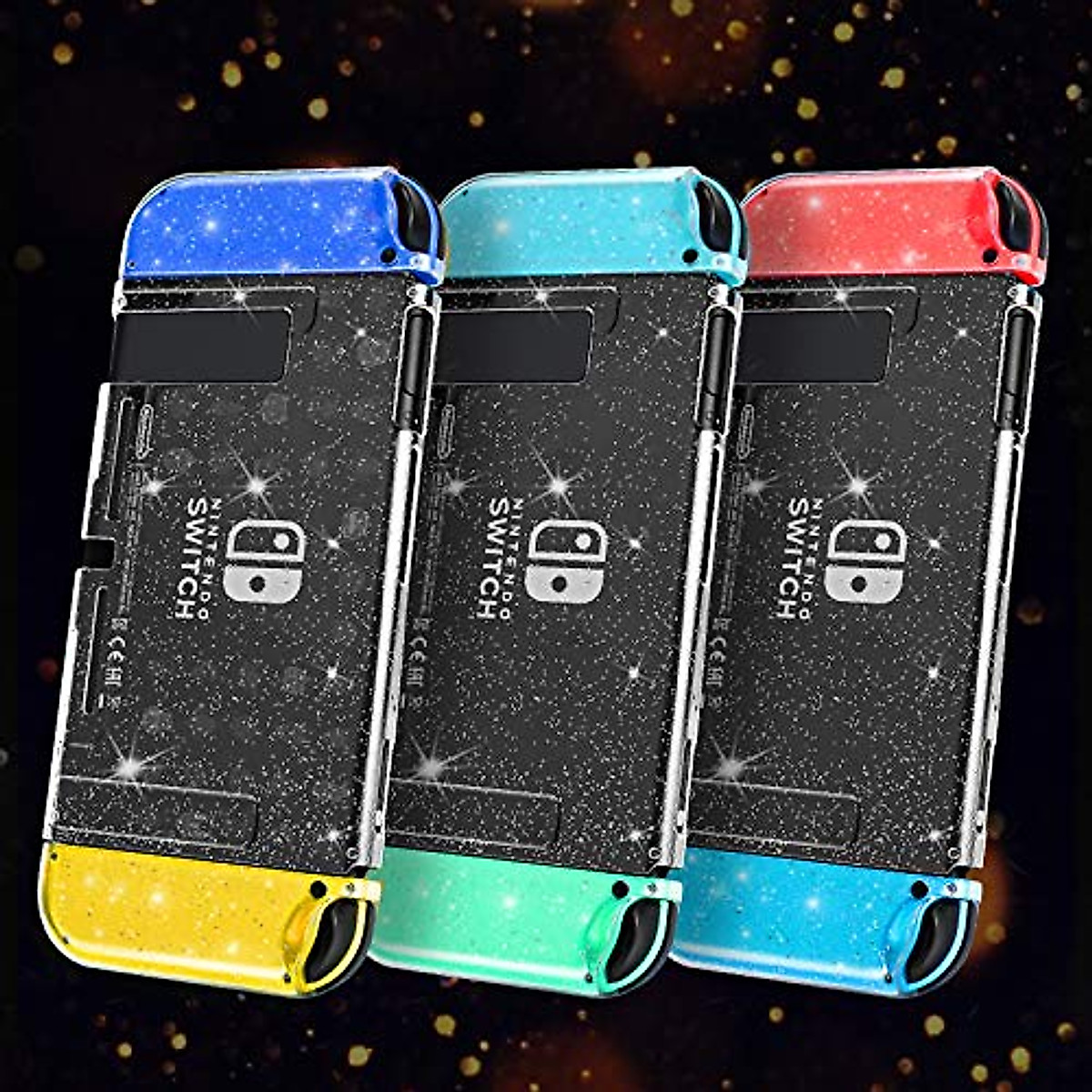 DLseego Dockable Crystal Case for Nintendo Switch, Glitter Bling Cover with Shock-Absorption and Anti-Scratch Design Protective Case - Crystal Glitter