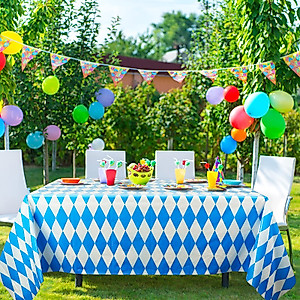 Boao 3 Pieces 51 x 71 Inch Oktoberfest Bavarian Flag Check Table Cover Plastic Rectangle Picnic Tablecloth for Octoberfest Outdoor Party Decor Christmas Party Favors