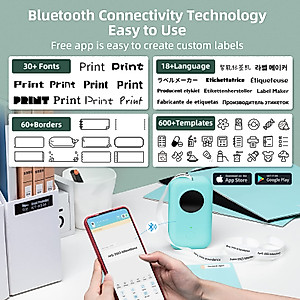 Memoqueen D30 Label Maker-Bluetooth thermal Mini Label Printer-Portable label Maker Machine with tape,Labeler Compatible with Phomemo D30 iOS&Android, Easy to Use for home office organization,Green