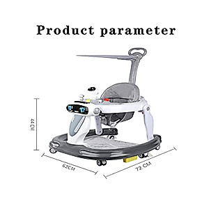 Rrunzfon Baby Walker U-Shaped Walker Prevent O-Legs Multifunctional Anti-Rollover Walker Suitable for More Than 6 Months 360-degree Silent Wheel Light and Music-Dan Hong 8
