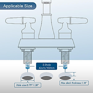 Cinwiny Bathroom Sink Faucet 4 Inch 2 Handle Lavatory Bathroom Vanity Faucets 360 Degree Swivel Spout Modern Deck Mount RV Bathroom Sink Faucet with Pop up Drain,Matte Black