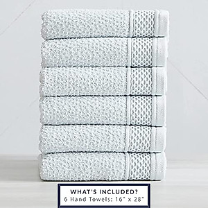 Market & Place 100% Cotton Super Soft Luxury Hand Towel Set | Quick-Dry and Highly Absorbent | Popcorn Textured | 500 GSM | Includes 6 Hand Towels | Park Avenue Collection (Spa Blue)