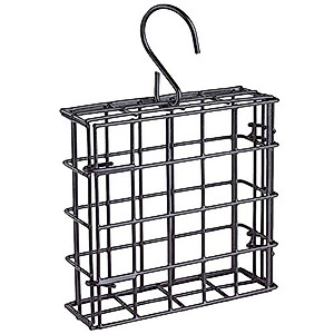 More Birds Suet Cage Bird Feeder, Fruit and Suet Feeder, Single Cake Capacity ,Black