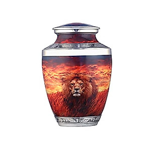 BOLD & DIVINE Lion Cremation Urns for Human Ashes - Decorative Urns, Urns for Human Ashes Female & Male, Urns for Ashes Adult Female, Funeral Urns - Lion, Large