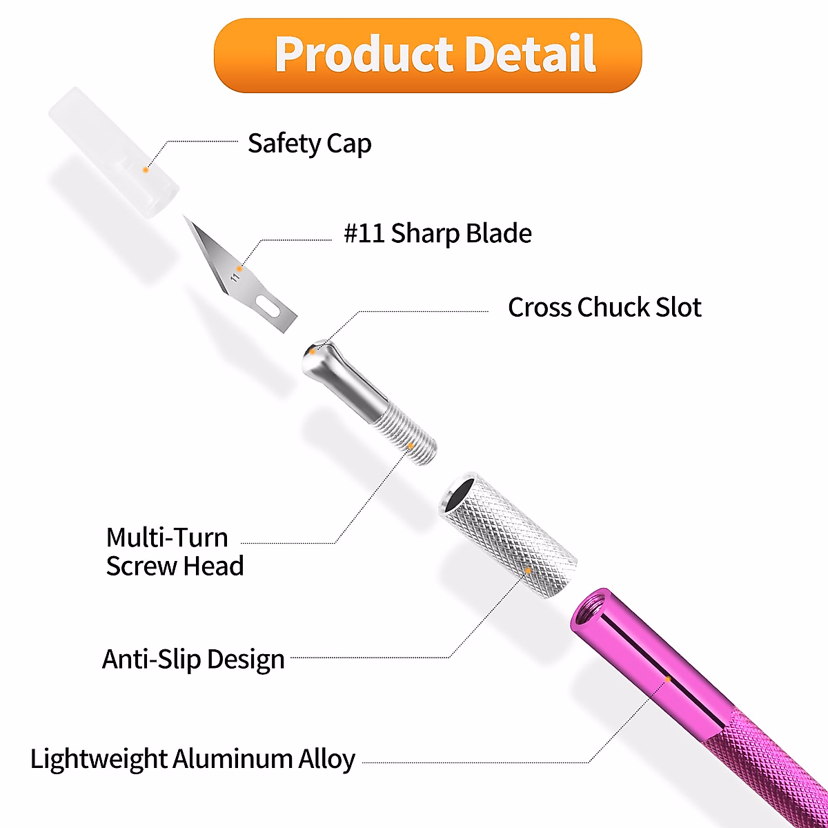 Viemior 4PCS Exacto Knife, Hobby Knife Craft Knifes with 40PCS Spare Exacto Knife Blades(#11), Profession Exacto Knives Precision Knife for Crafting, Arts, Modeling, Scrapbooking, Stencil