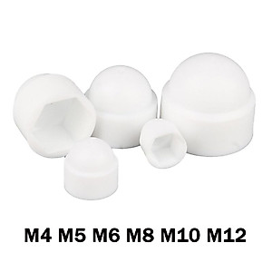 Idomin 10pcs Acorn Nuts M4 M5 M6 M8 M10 M12 White Plastic Decorative Cap Blind Nuts Caps Covers Hex Dome Acorn Nut (Size : M8)