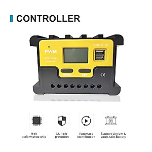 300W Solar Panel Wind Turbine Generator Kit: 100W 12V Wind Turbine + 100W Monocrystalline Solar Panel + Charge Controller + Z Brackets Mount + Cable Connections for Home Cabin Shed Boat RV