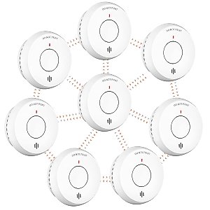 Jemay Wireless Interconnected Smoke Detectors, Fire Alarm with 820 ft Transmission Range, Smoke Alarm 10 Year Lithium Battery Operated, Fire Detector with Silence/Low Battery Signal,8 Pack