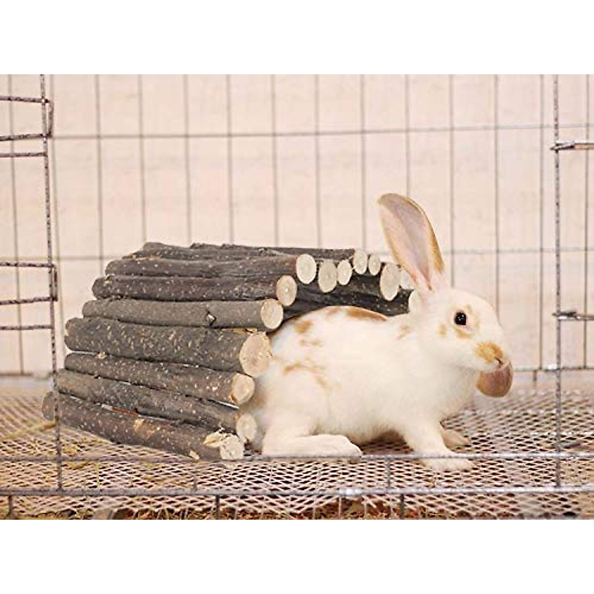 PINVNBY Wooden Bunny Ladder Bridge Rabbits Hideout, House, Tunnel,Rodents Chew Toys for Guinea Pig,Chinchillas,Hedgehogs,Ferrets,Rat and Small Animals-Extra Large(15.7 in X 24.8 in)