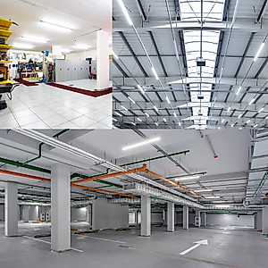 LUXRITE 4FT LED Strip Light Fixture, 34W/38W/45W Adjustable, Up to 5940 Lumens, 3 Color Selectable 3500K-5000K, Linear Shop Light, 0-10V Dimmable, Damp Rated, UL Listed - Garage, Workshop