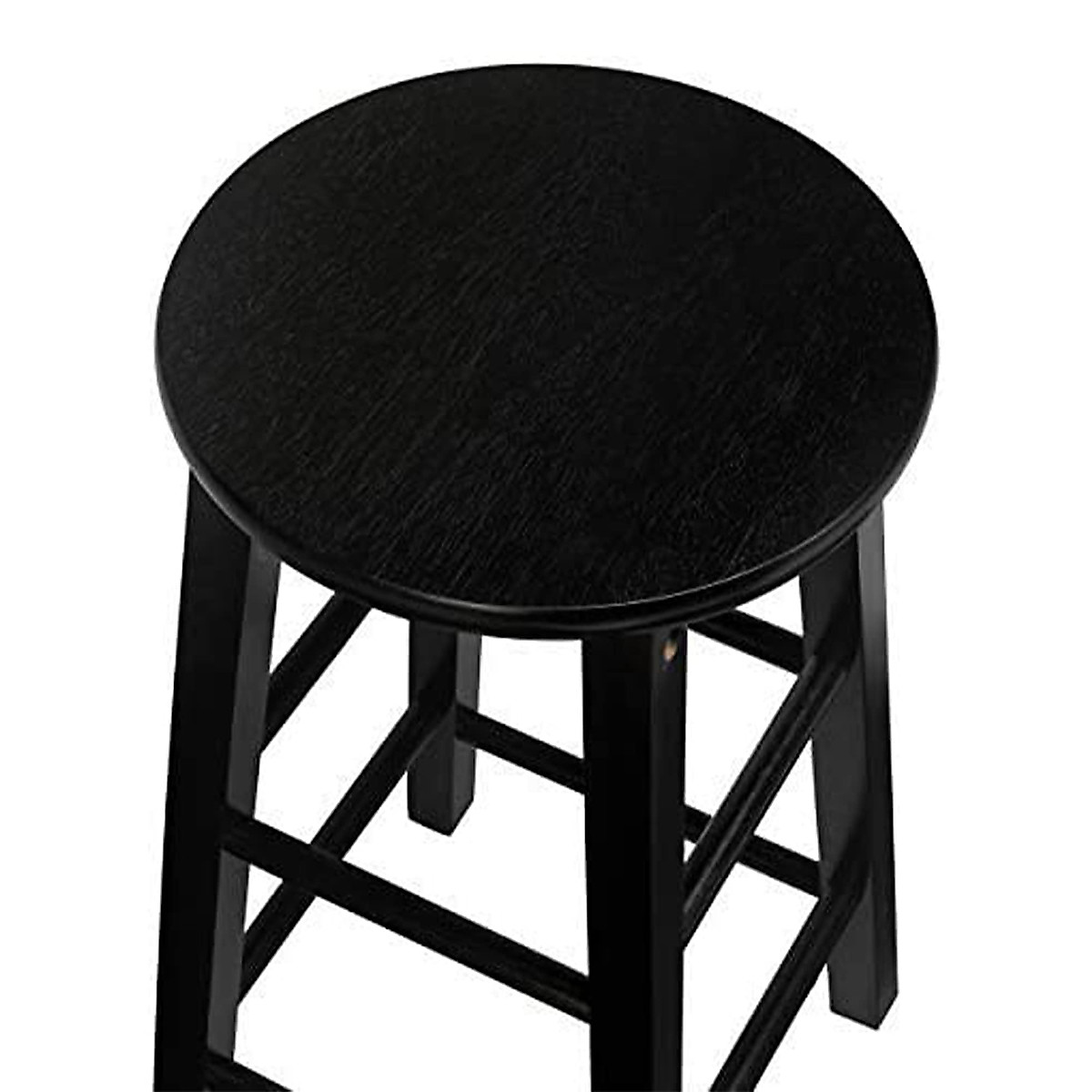 PJ Wood Classic Round Seat 29 Inch Tall Kitchen Counter Bar Stools with 4 Square Legs for Homes, Dining Spaces, and Bars, Black (2 Pack)