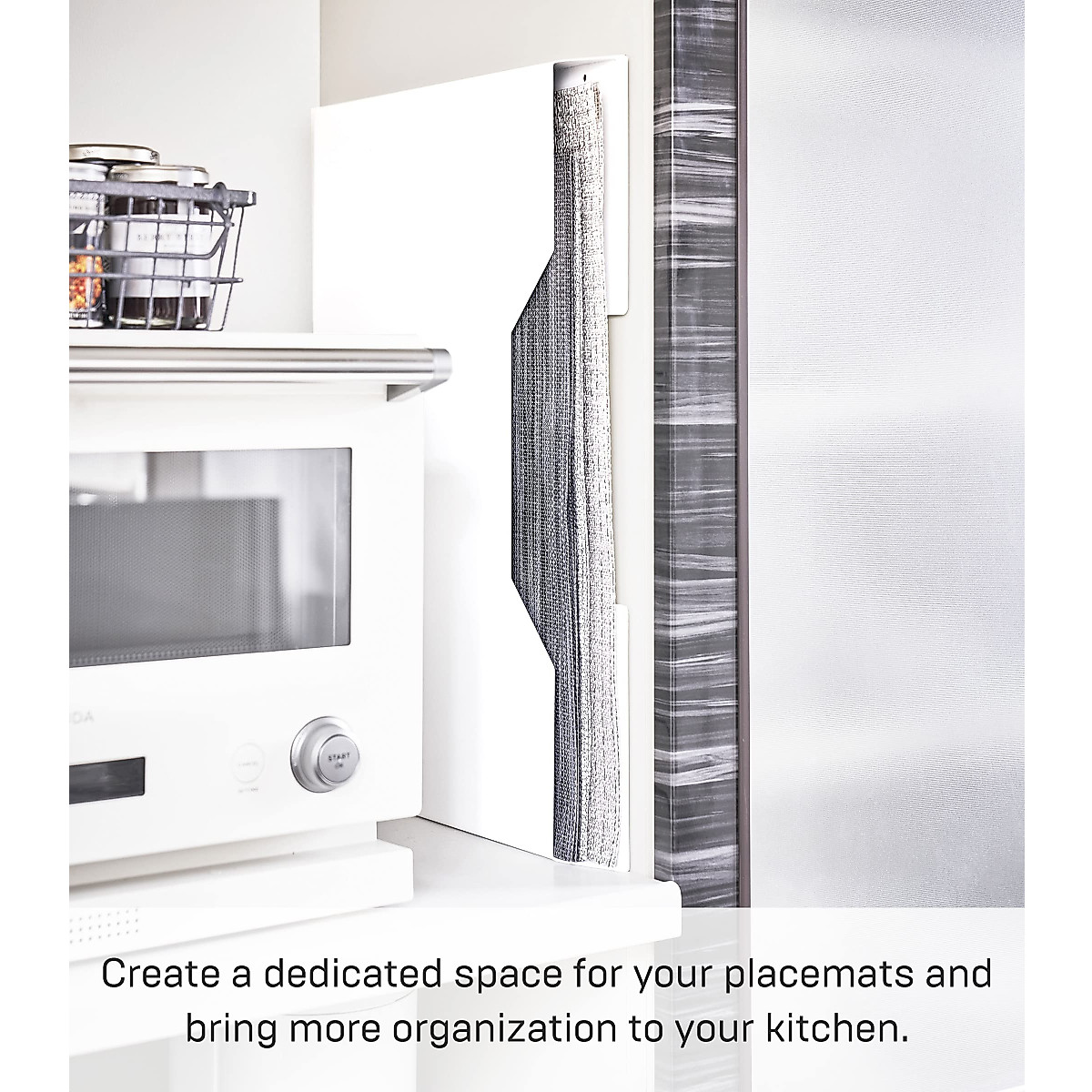 Yamazaki Home Tower Magnetic Placemat Rack/Placemat Organizer/Pocket Wall File - Steel, One Size, White